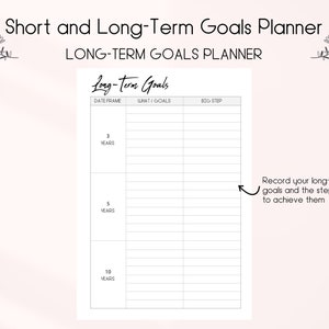 Goals Planner: Short-term & Long-term Goal Tracker (PDF Download) - Etsy