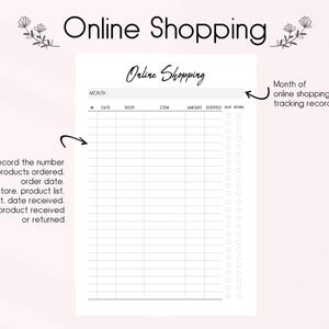 Online Purchases Tracker Printable, Order Tracker Template, Shopping List, Items to Buy, PDF ...