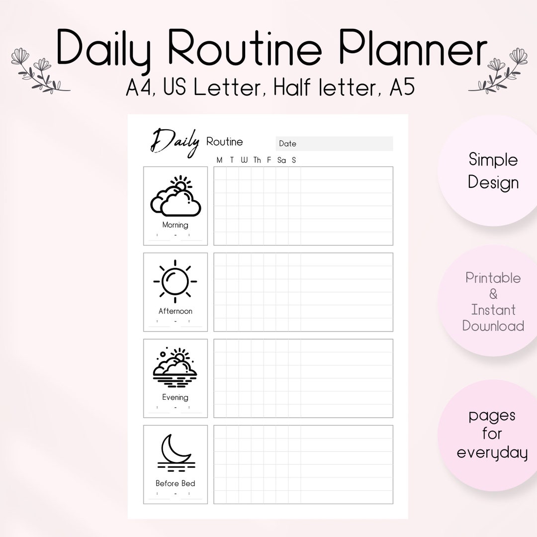 Daily Routine Tracker Printable, ADHD Routine Checklist, Habit Tracker ...