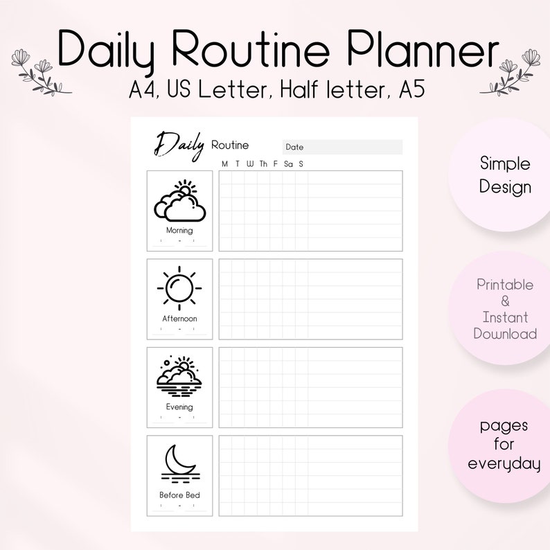 Daily Routine Tracker Printable, ADHD Routine Checklist, Habit Tracker ...