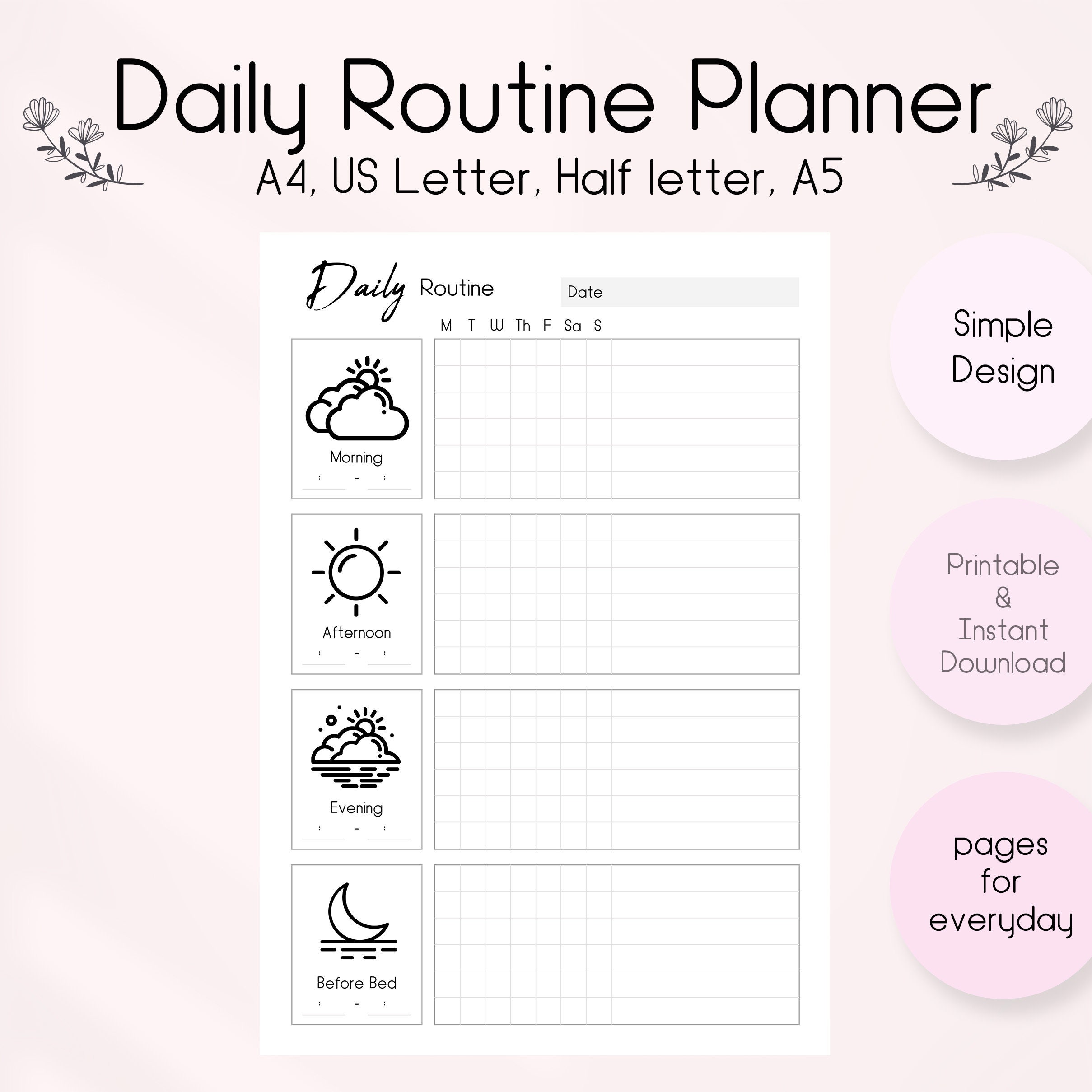 Daily Routine Tracker Printable, ADHD Routine Checklist, Habit Tracker ...