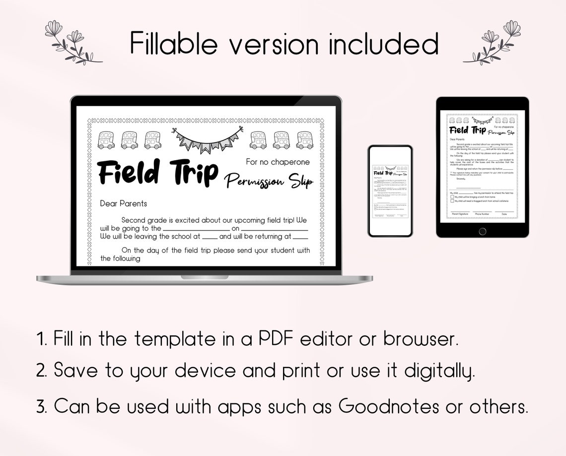 Editable Field Trip Permission Slip: 3-in-1 Printable (PDF Download) - Etsy