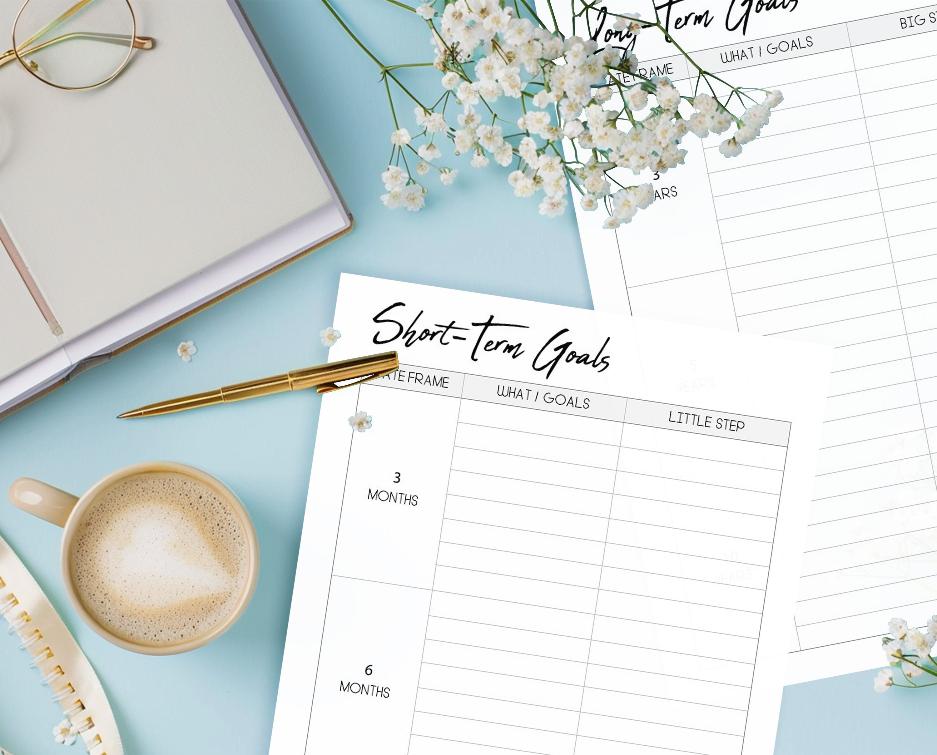Goals Planner: Short-term & Long-term Goal Tracker (PDF Download) - Etsy