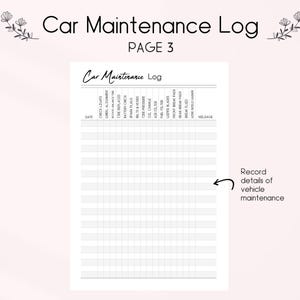 Car Maintenance Log Printable: Vehicle Tracker (PDF Download) - Etsy