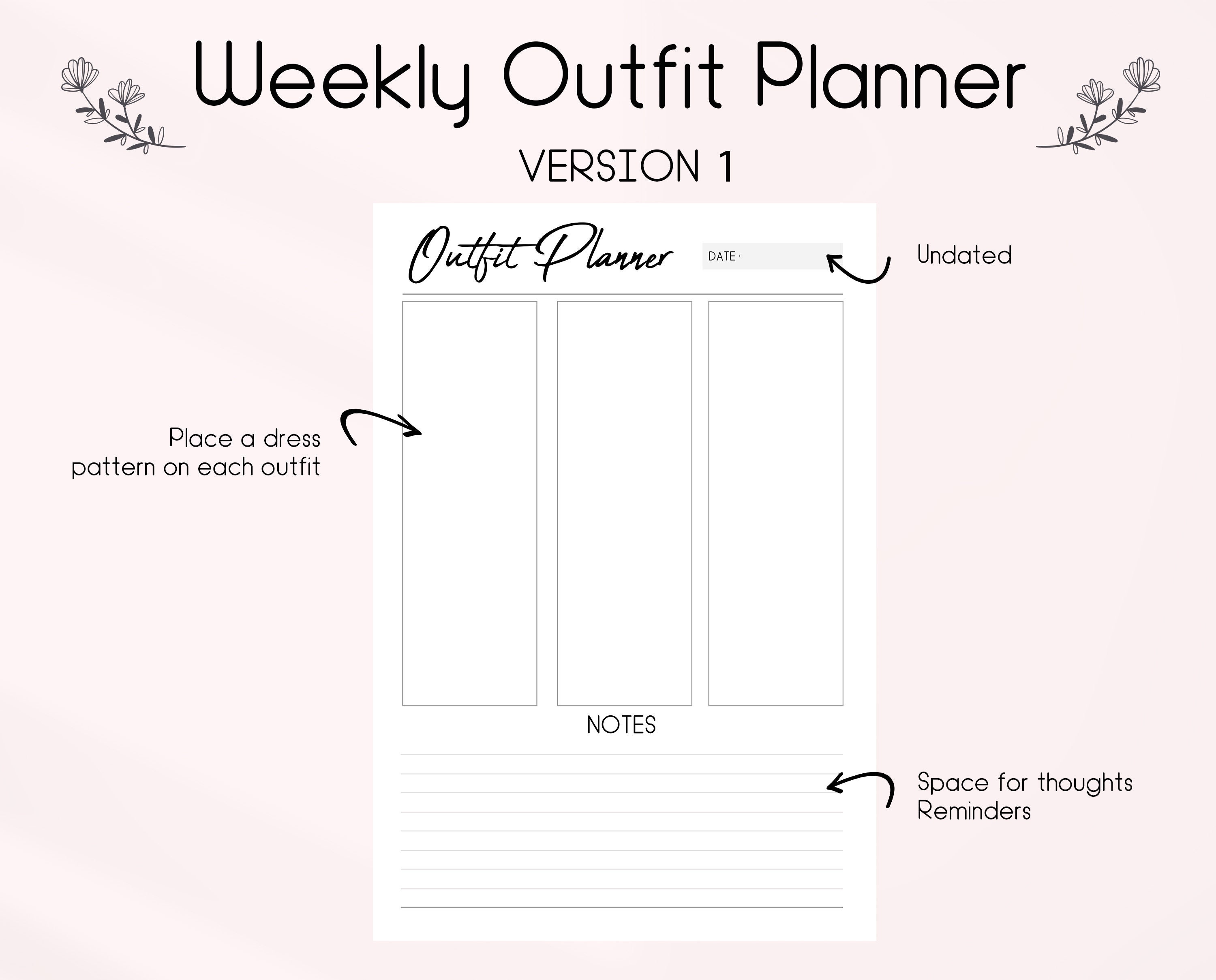 Wardrobe Planner Templates, Outfit Planner, Capsule Wardrobe Printable ...