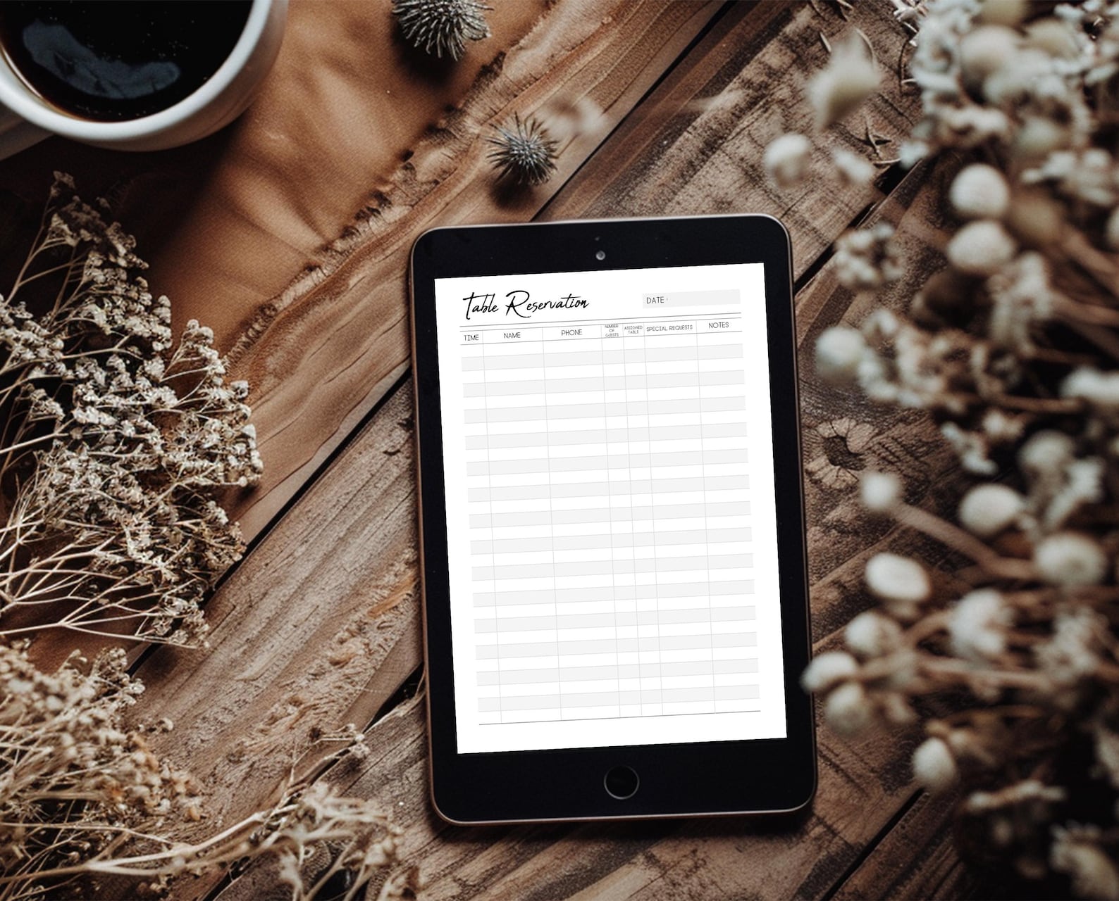 Table Reservation List Printable, Restaurant Booking Template ...