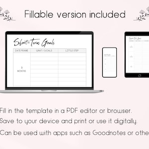 Goals Planner: Short-term & Long-term Goal Tracker (PDF Download) - Etsy