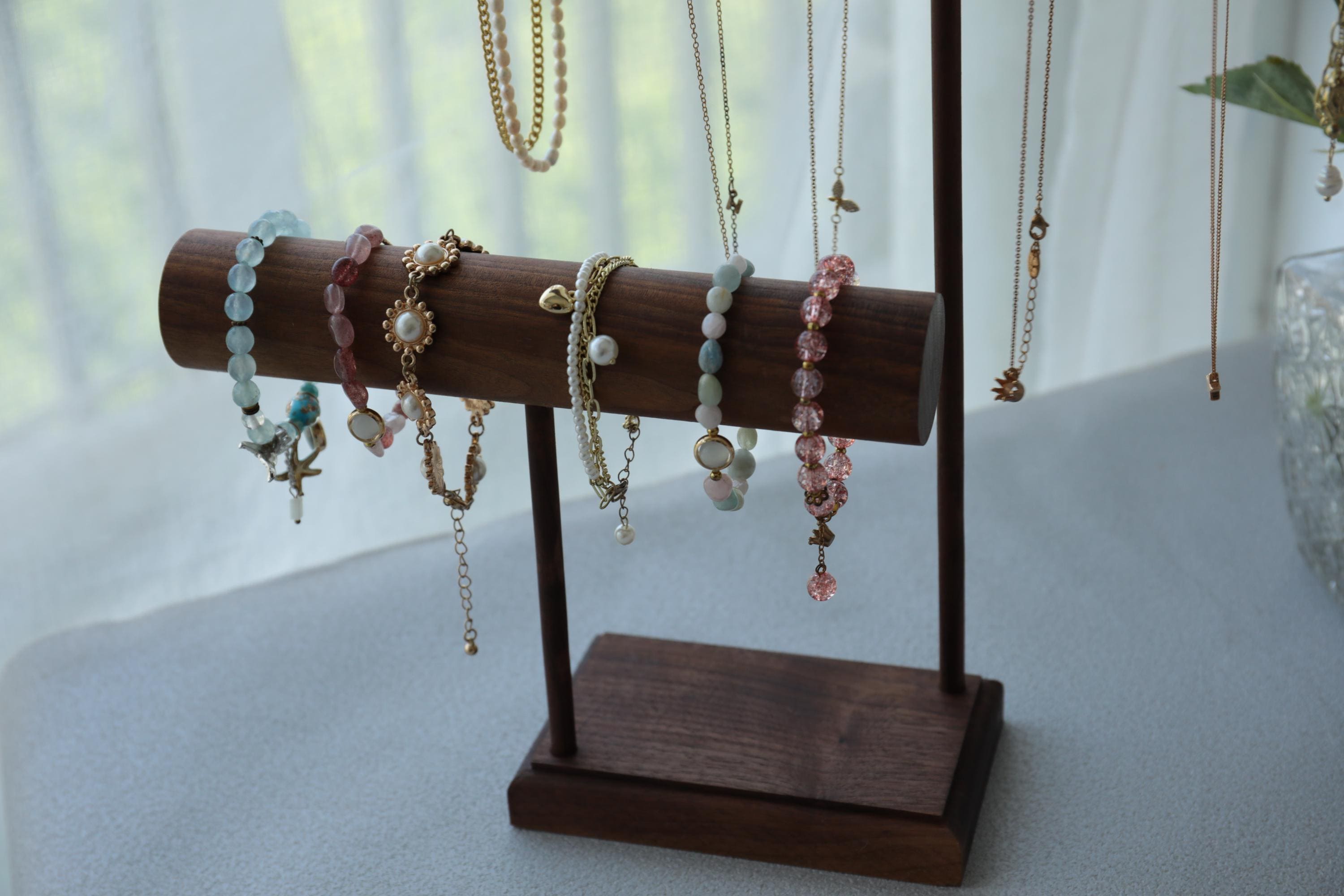 Wood Necklace Stand Rotatable Bracelet Hanger Luxury Jewelry Display ...