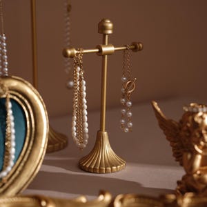 Gold Jewelry Organizer Set Ring Holder Necklace Hanger Resin Earring ...