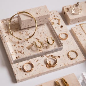 Yellow Travertine Stone Jewelry Fair Display Prop Organizer Rings ...