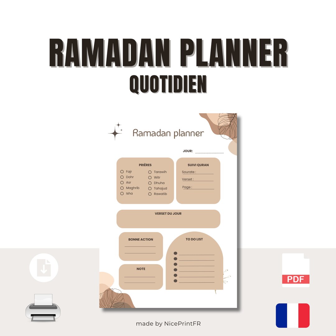 Daily Ramadan Journal, A4 Ramadan Planner, Ramadan Tracking Pdf to ...