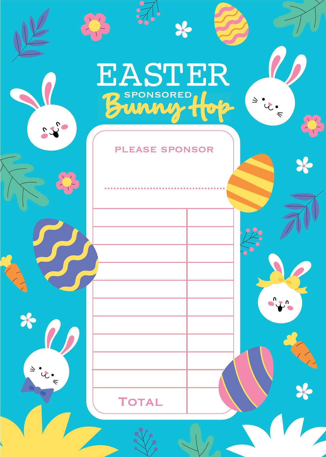 Easter Bunny Hop Sponsorship Printable Form - Etsy