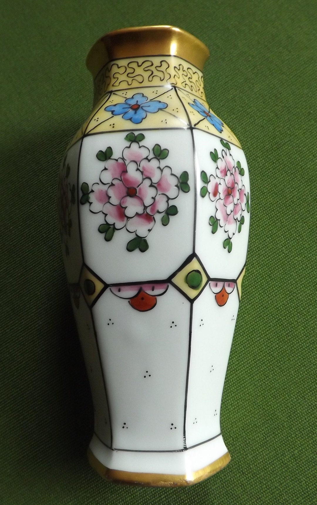 Rare and Magnificent Small Hexagonal Vase in Madesclaire De Limoges ...