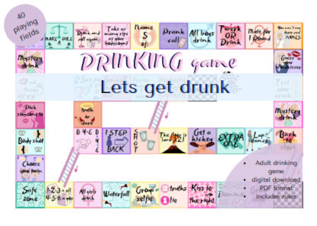 Drinking Board Game for Party and Lots of Fun, Printable PDF - Etsy