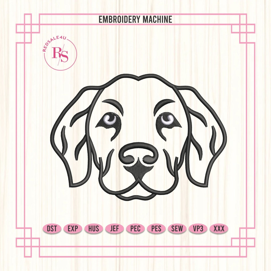 Labrador Dog Face Embroidery, Machine Embroidered Dog Portrait, Dogs ...