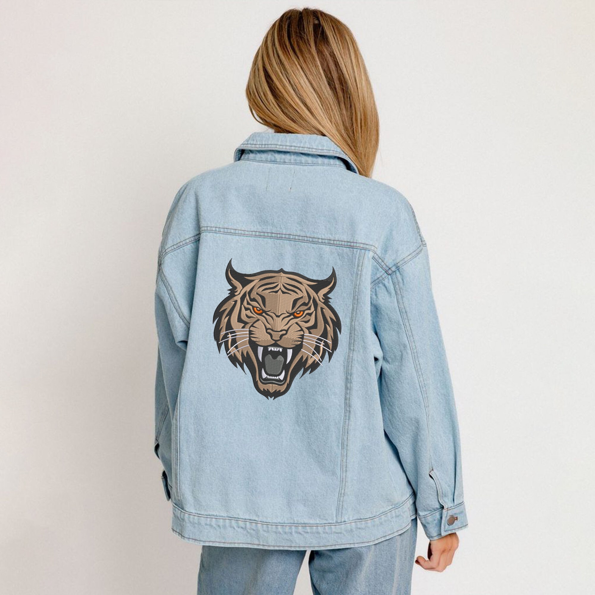 Embroidered Tiger Face Design, Lion Head Machine Embroidery, Wildlife ...