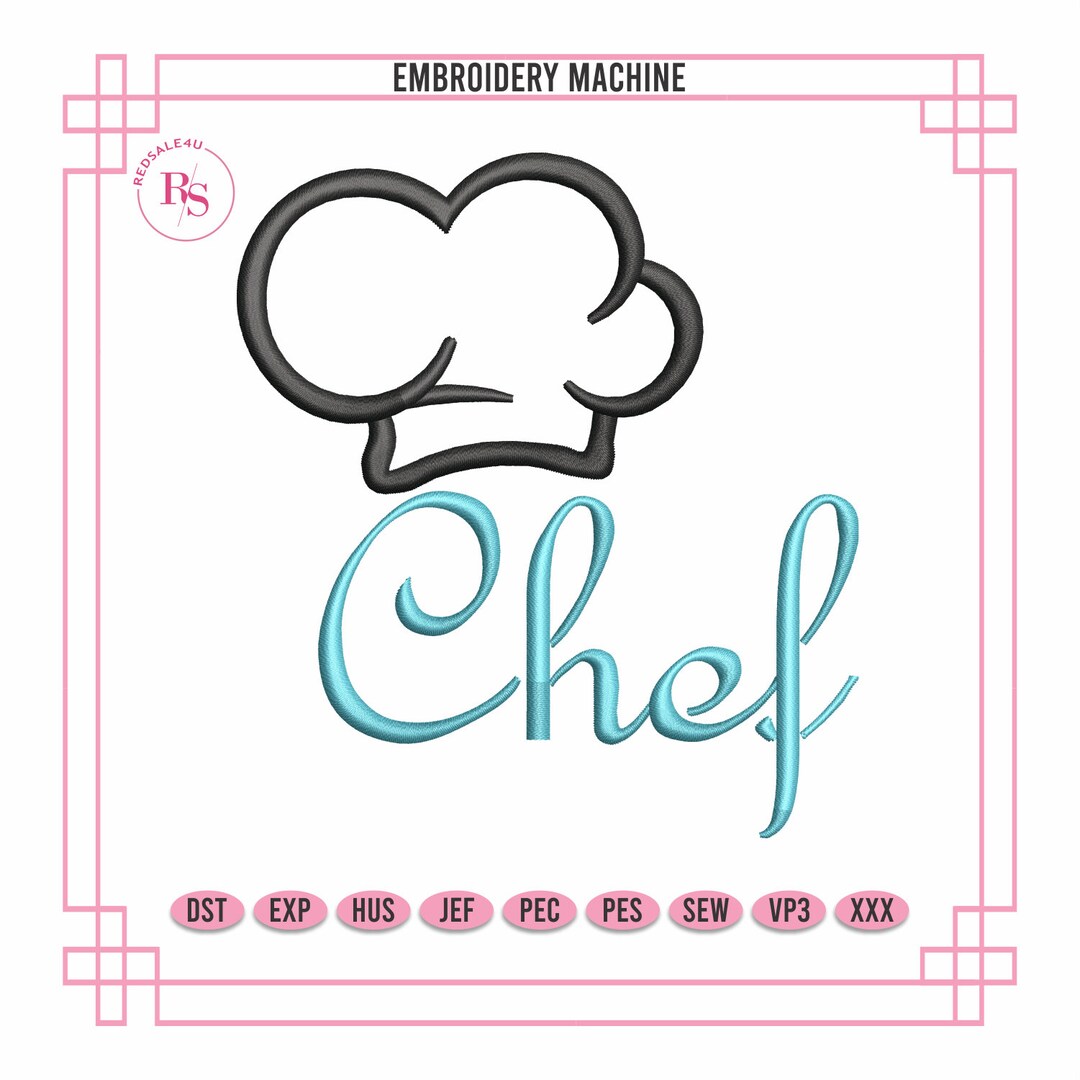 Kitchen Chef Embroidery Design, Chef Hat Embroidery Pattern, Chef Hat ...