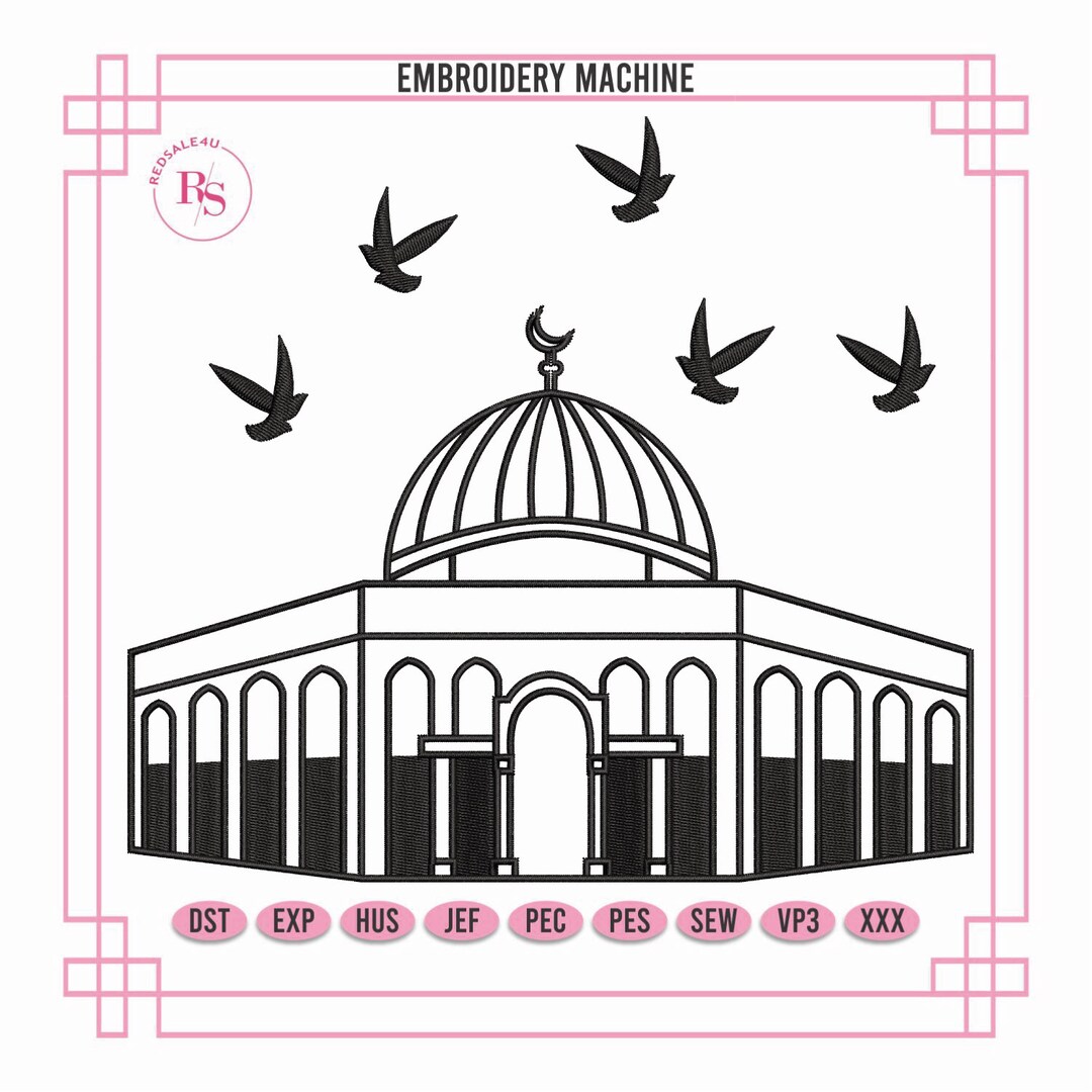 Islamic Mosque Embroidery Design, Al-aqsa Mosque Embroidery Pattern ...