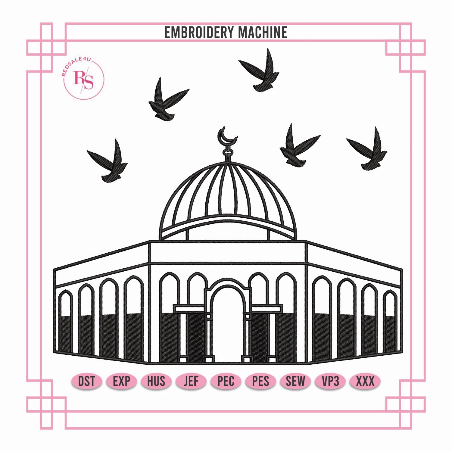 Islamic Mosque Embroidery Design, Al-aqsa Mosque Embroidery Pattern ...