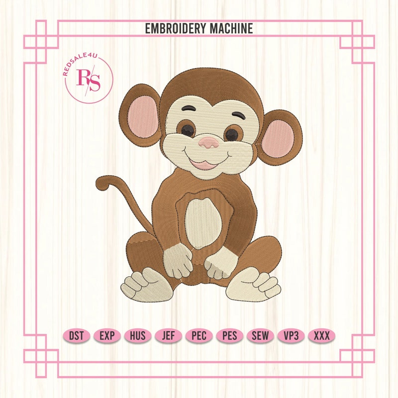 Monkey Embroidery - Etsy