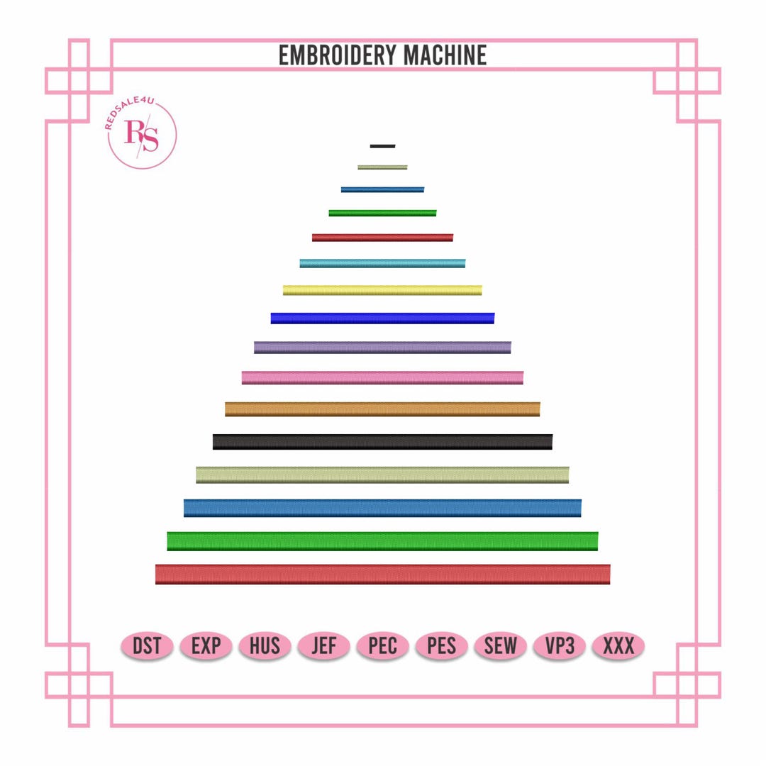 Embroidered Line Designs, Satin Stitch Line Machine Embroidery, Single ...