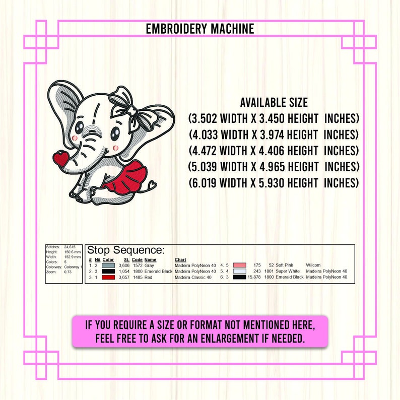 Embroidered Baby Elephant Design, Safari Animals Machine Embroidery ...