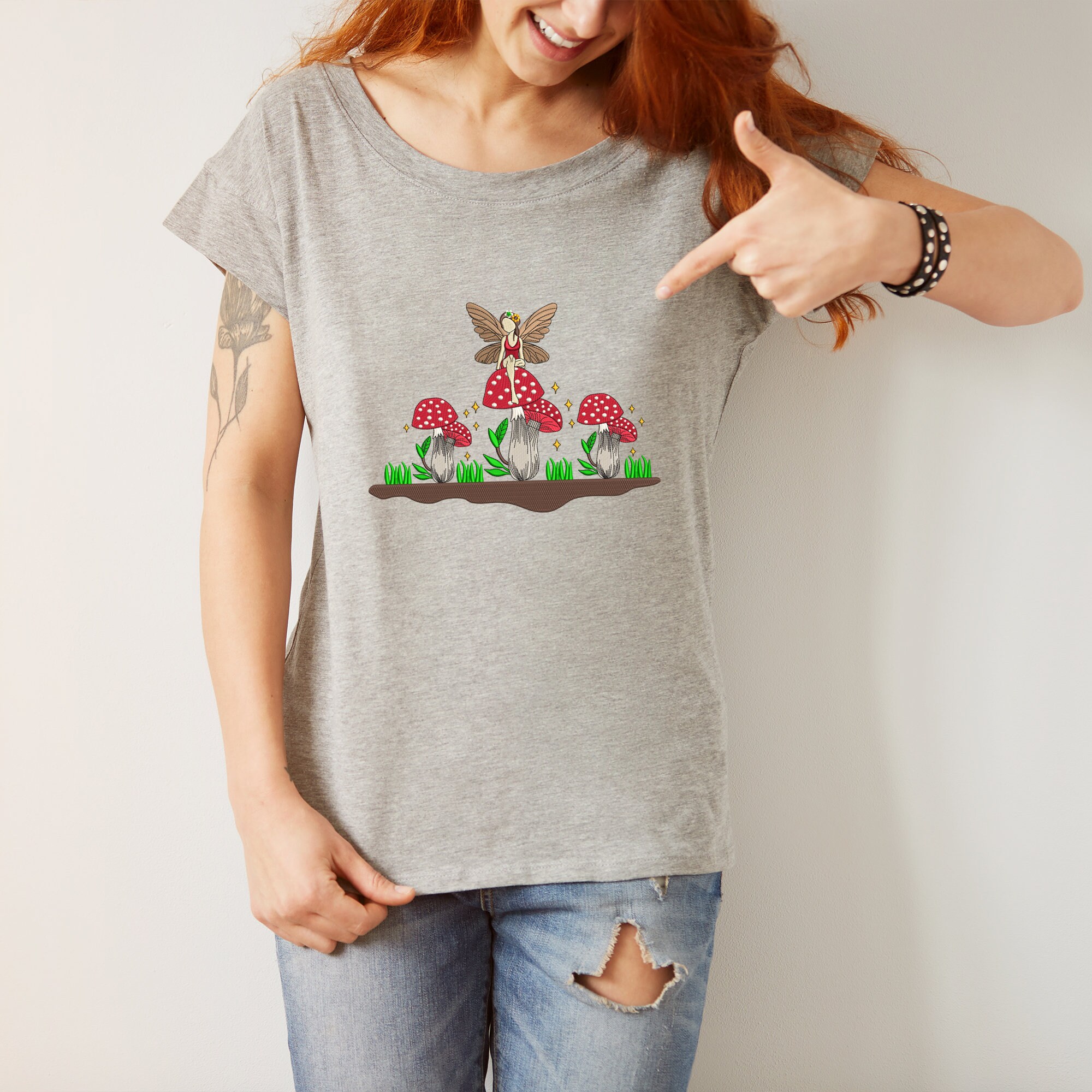 Fairy Machine Embroidery Design, Fairy Sitting on a Mushroom Embroidery ...