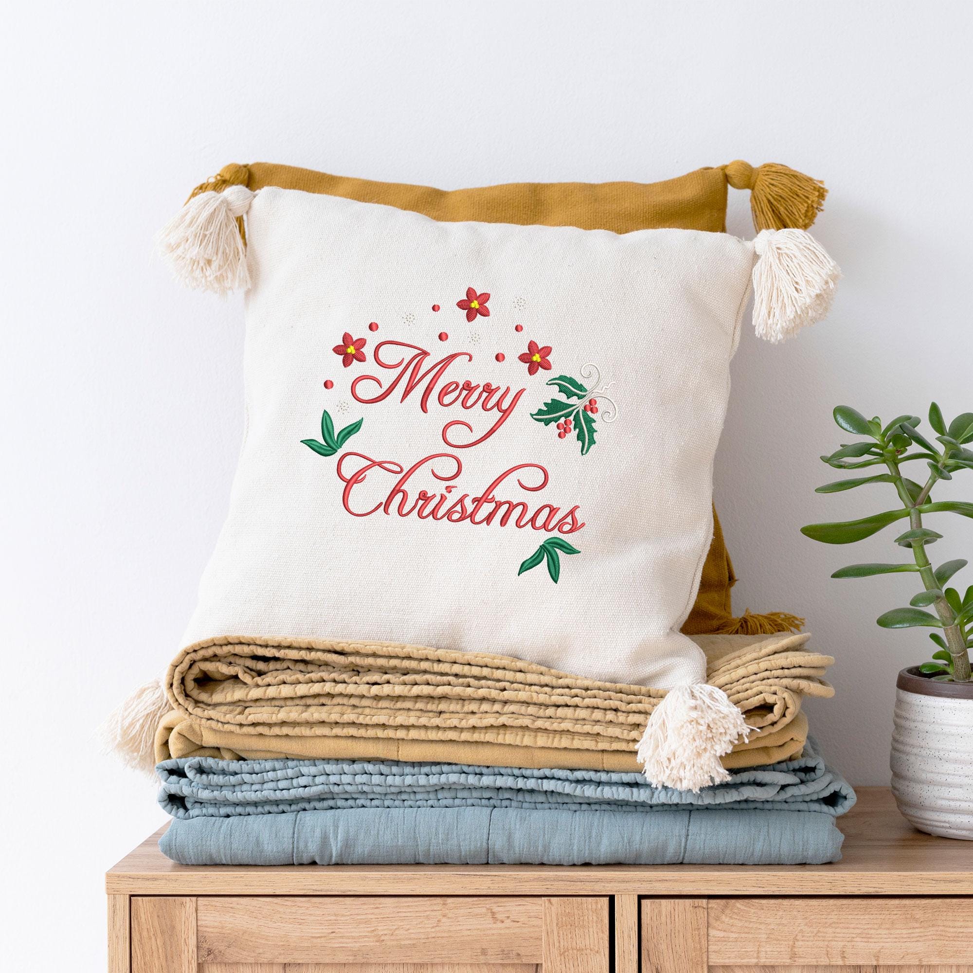 Merry Christmas Embroidery Designs, Leaves Branches Machine Embroidery ...