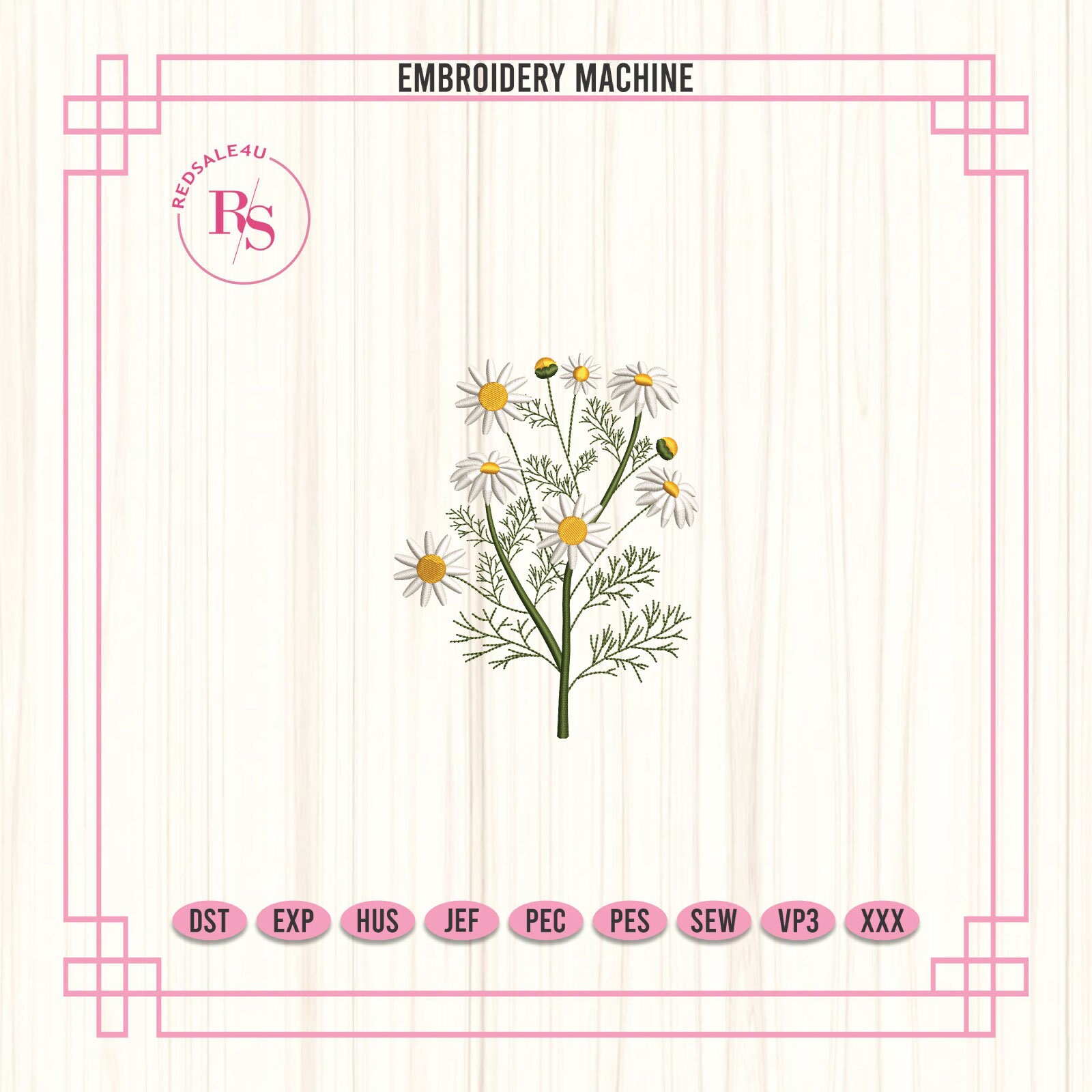 Daisy Flower Machine Embroidery, Mini Floral Embroidery Design ...