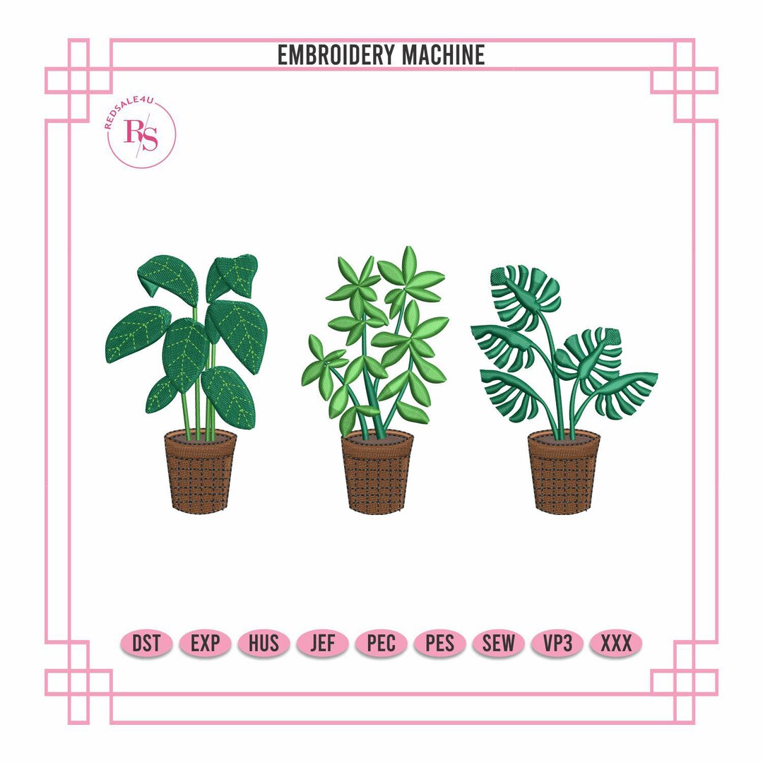 Plant With Pods Embroidery Patterns, Garden Plants Embroidery File ...