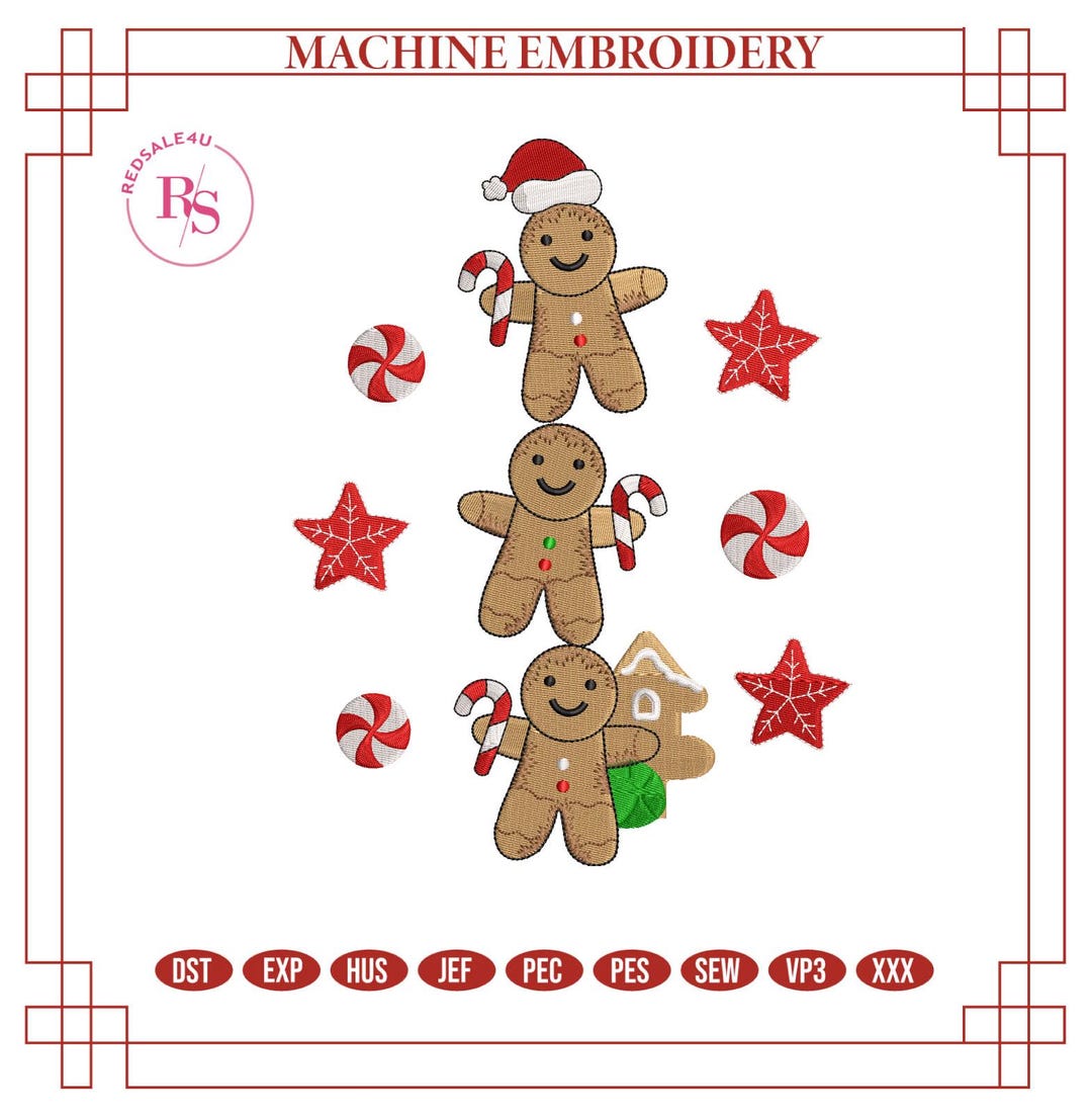 Gingerbread Man Embroidery Files, Christmas Gingerbread Embroidery ...