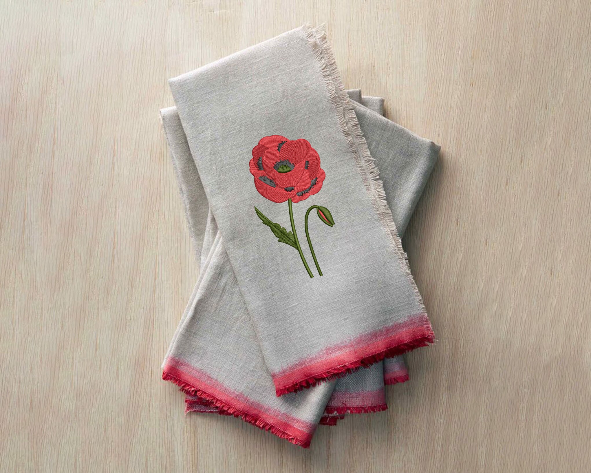 Red Flower Machine Embroidery, Garden Flowers Embroidery Design ...