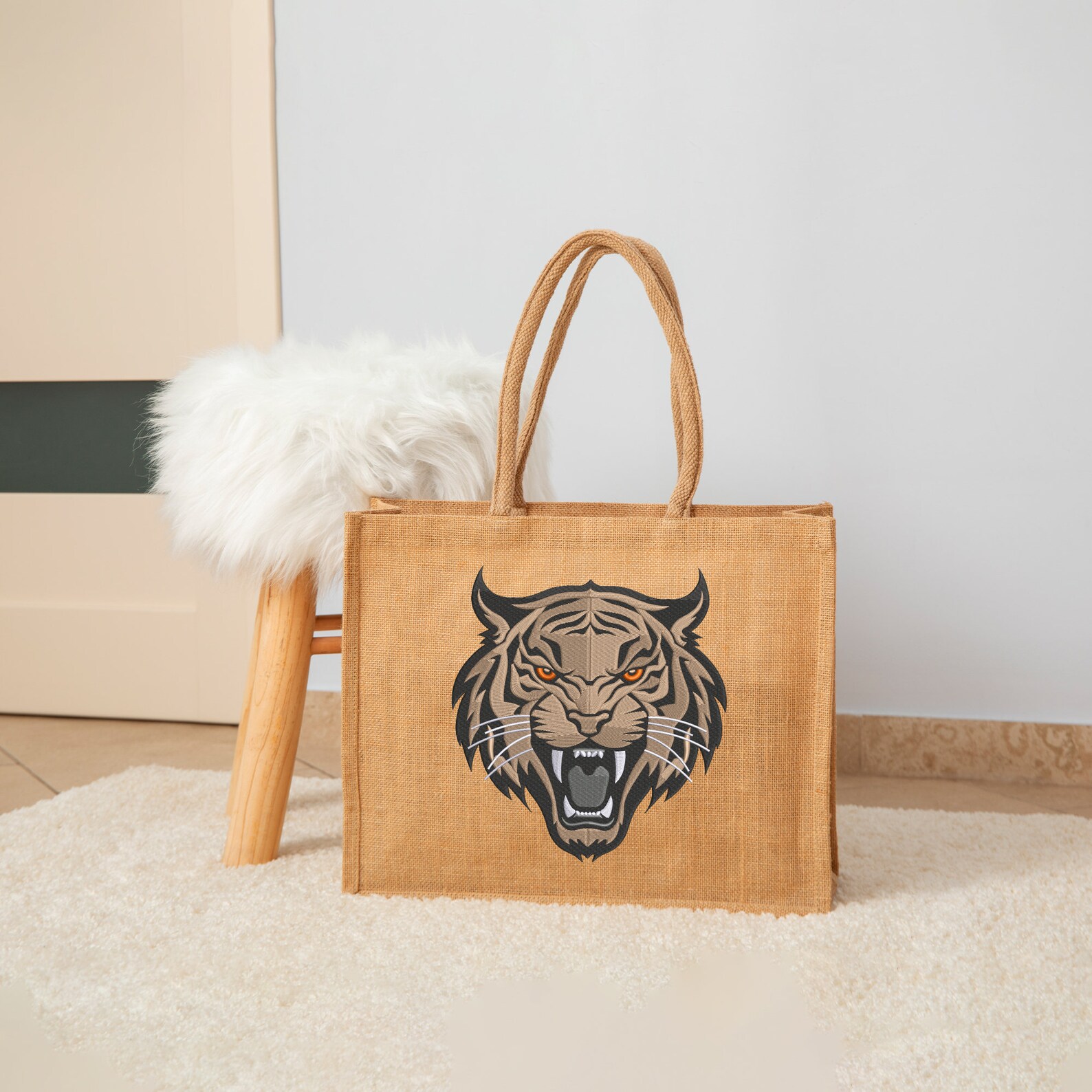 Embroidered Tiger Face Design, Lion Head Machine Embroidery, Wildlife ...