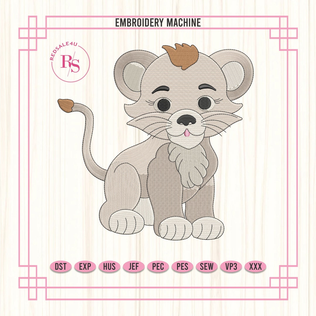 Baby Lion Machine Embroidery, Cute Lion Embroidery Design, Jungle ...