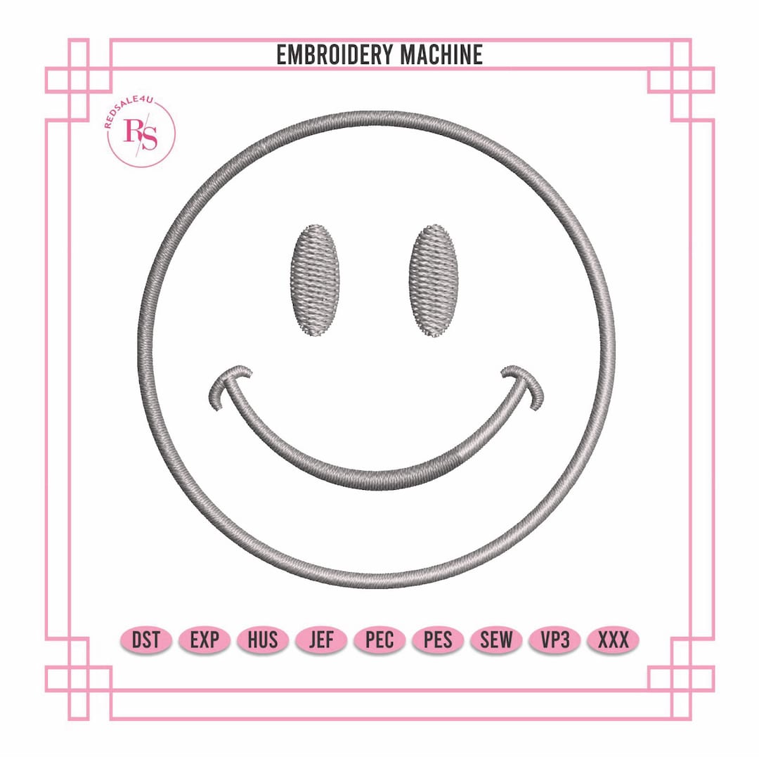 Happy Face Machine Embroidery, Outline Face Embroidery Patterns, Smiley ...