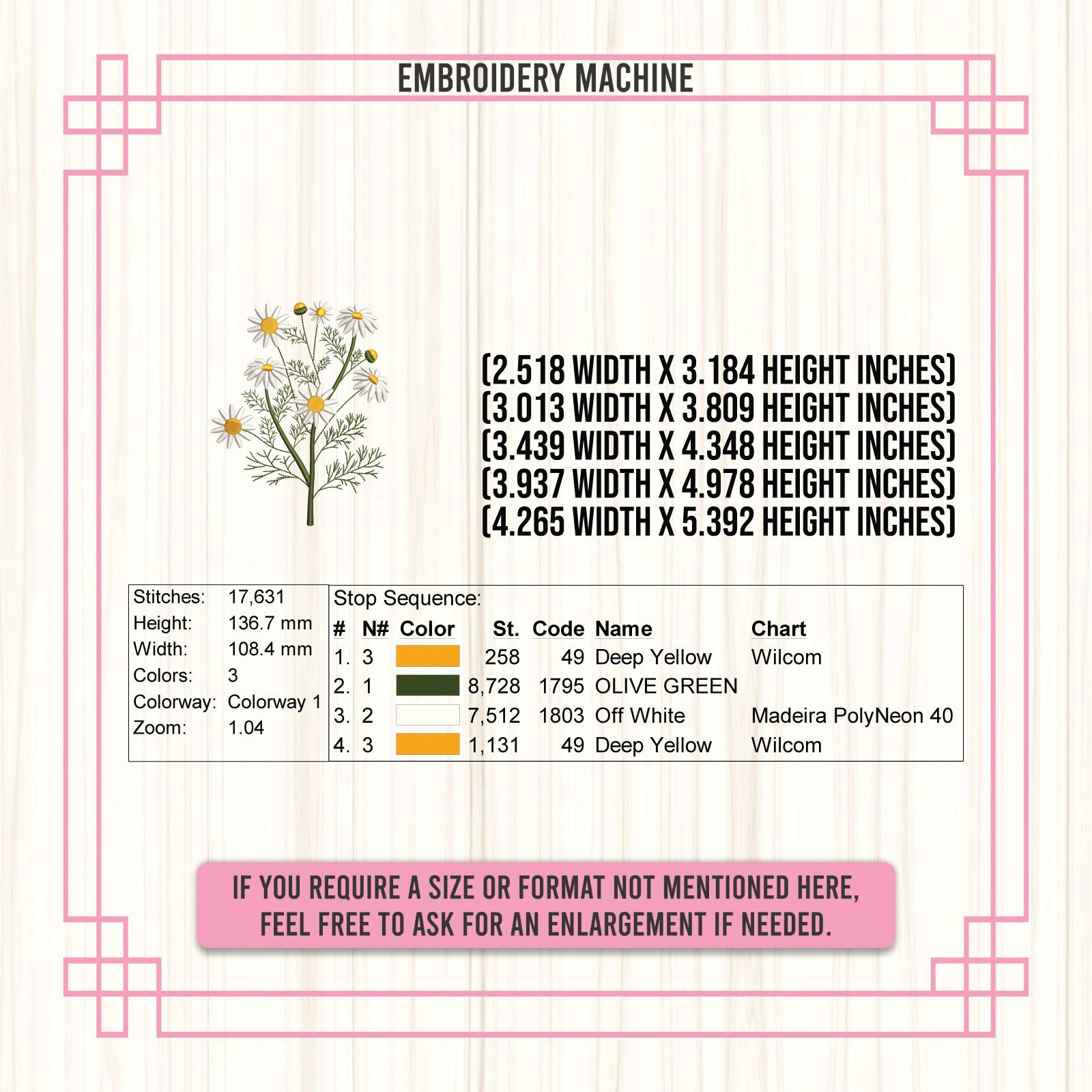Daisy Flower Machine Embroidery, Mini Floral Embroidery Design ...