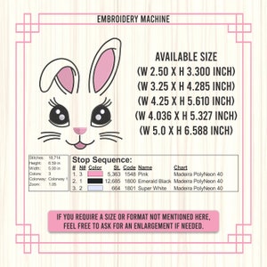 Bunny Face Embroidery Design, Rabbit Face Outline Embroidery Pattern ...
