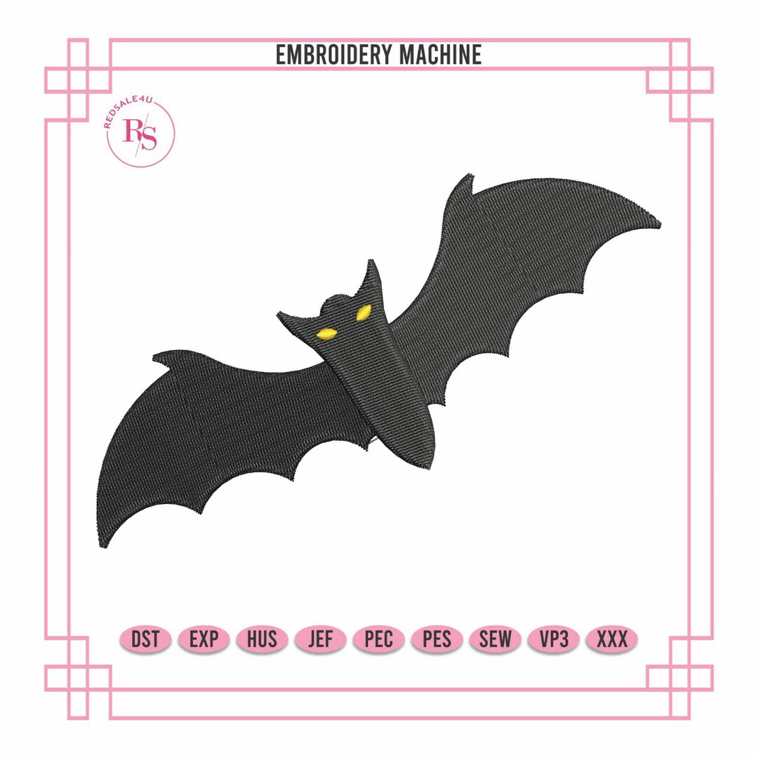 Creepy Bat Embroidery Design, Vampire Bat Machine Embroidery, Mini ...