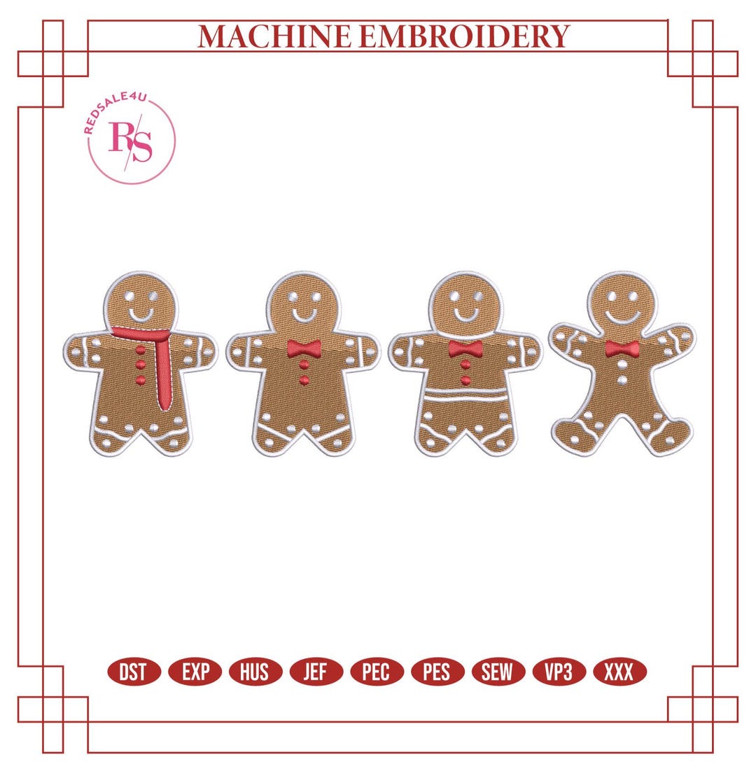 Gingerbread Cookies Embroidery Designs, Cute Gingerbread Cookies ...