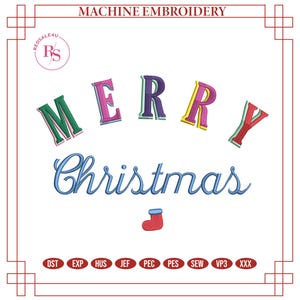 Embroidered Merry Christmas Designs, Christmas Embroidery Patterns ...