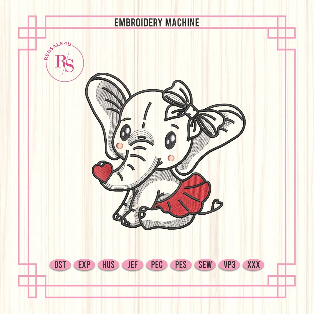 Embroidered Baby Elephant Design, Safari Animals Machine Embroidery ...