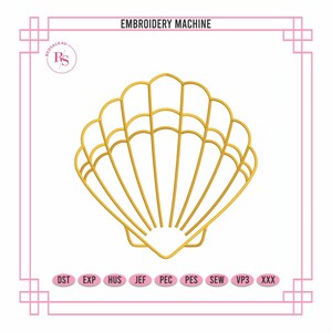 Sea Shell Machine Embroidery, Seashell Outline Embroidery Design, Ocean ...
