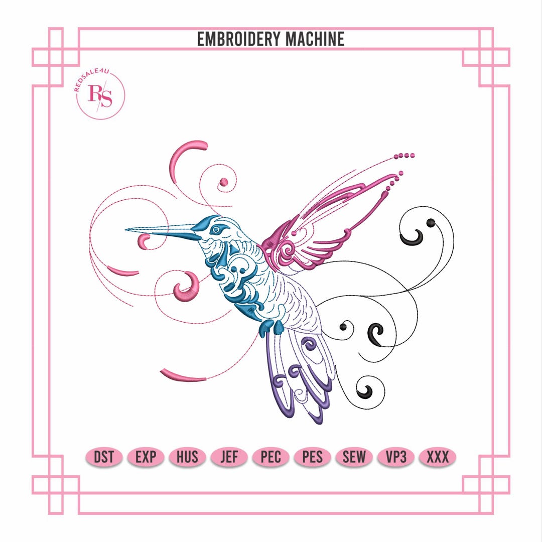 Floral Hummingbird Embroidery Designs, Cute Hummingbird Machine ...