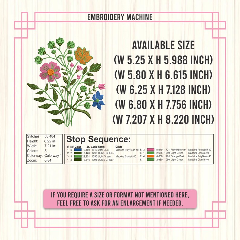 Wildflowers Embroidery Design, Summer Flower Machine Embroidery ...