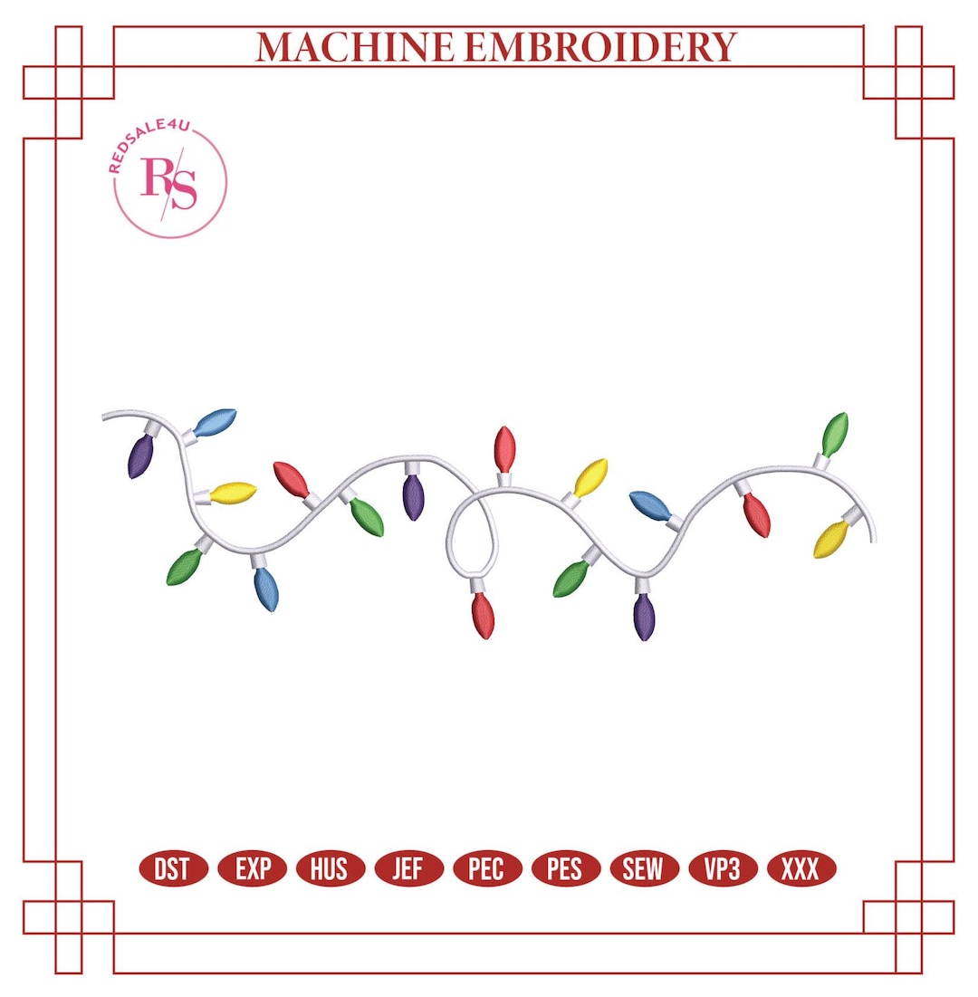 Christmas Lights Embroidery Designs, Merry Christmas Embroidery ...