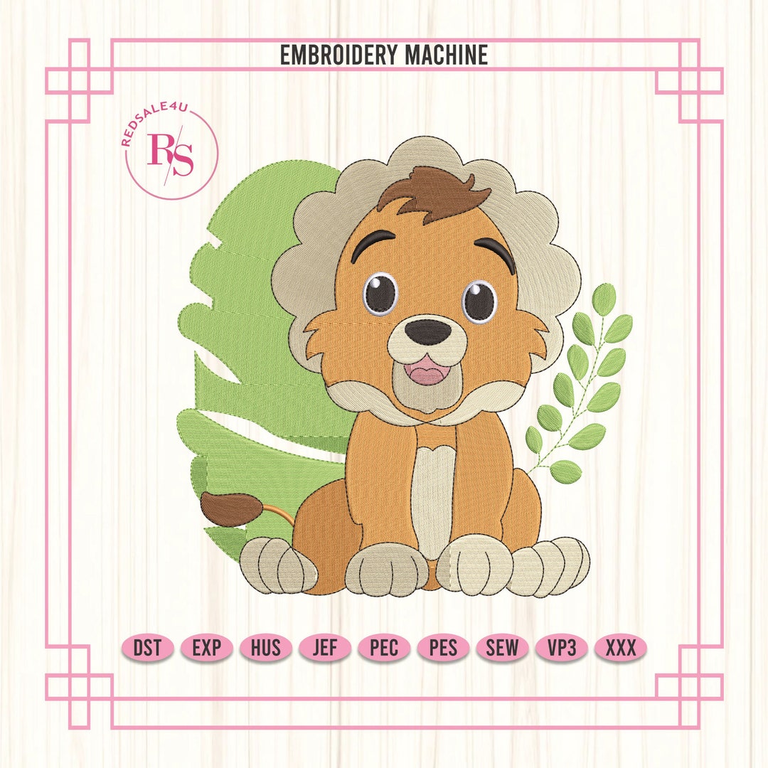 Embroidered Baby Lion Design, Beautiful Lion Machine Embroidery, Jungle ...