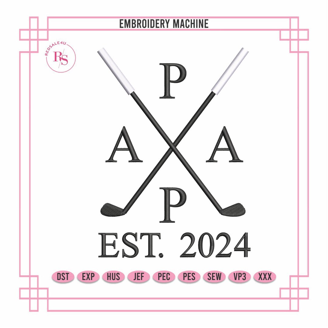 Embroidered Papa Design, Golf Driver Logo Machine Embroidery, Father's ...
