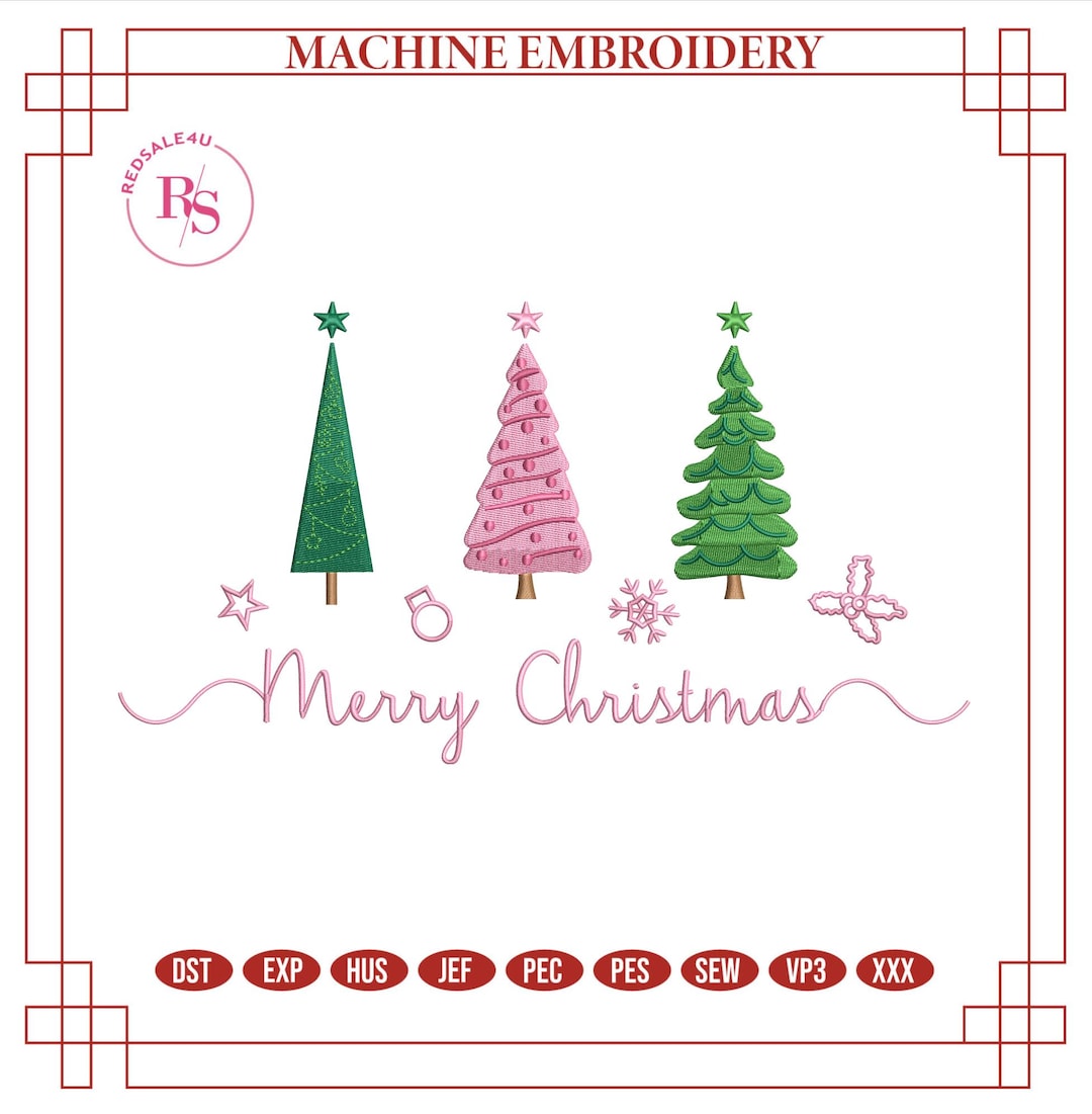 Merry Christmas Machine Embroidery, Christmas Tree Embroidery Design ...