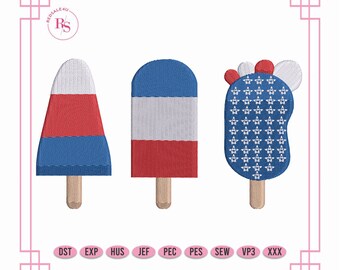 Fourth of July Machine Embroidery Design, Patriotic American Ice Cream ...