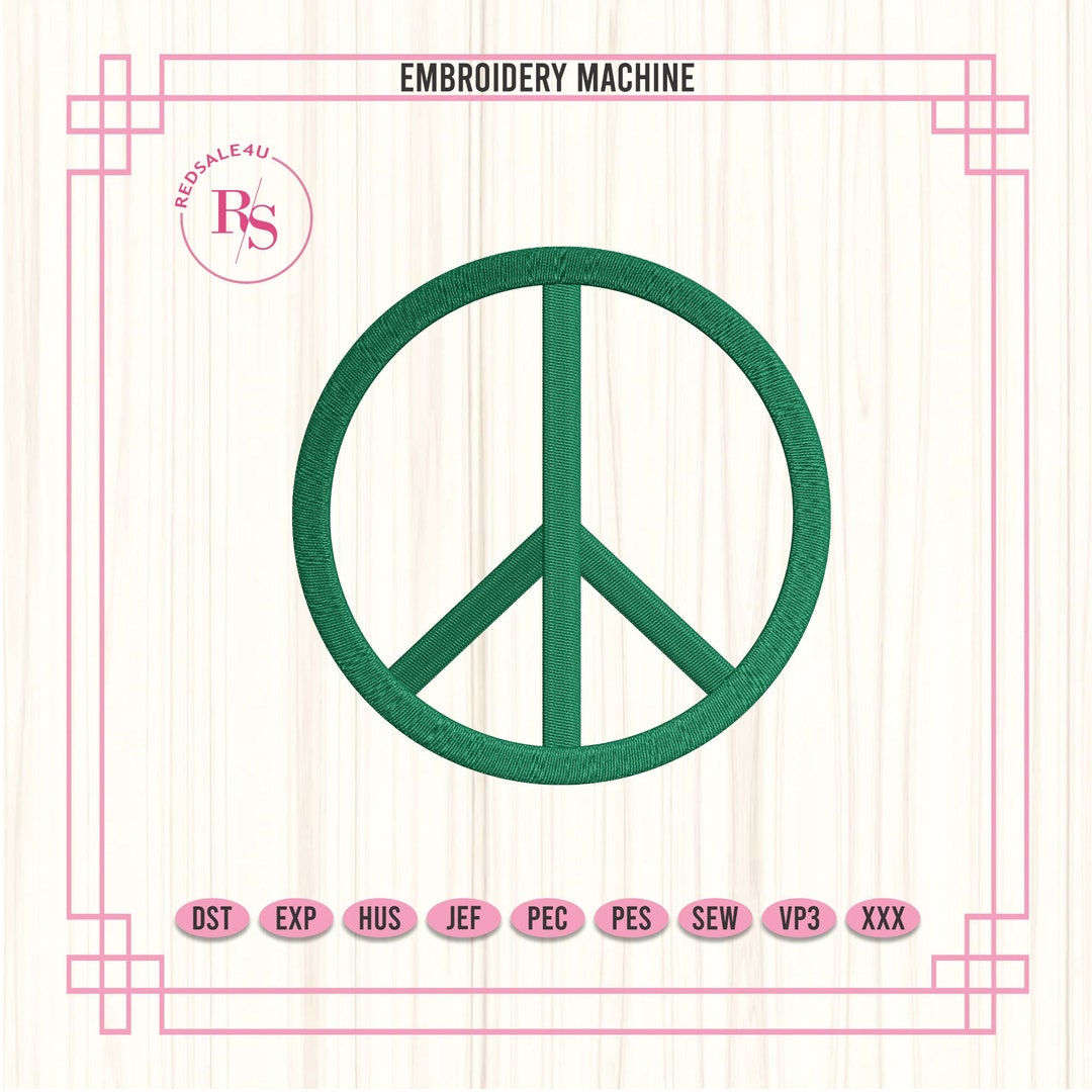 Peace Sign Machine Embroidery Design, Peace Symbol Embroidery File ...